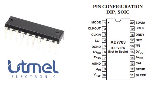 AD7703CNZ A/D converter: Pinout, Specification, and Datasheet