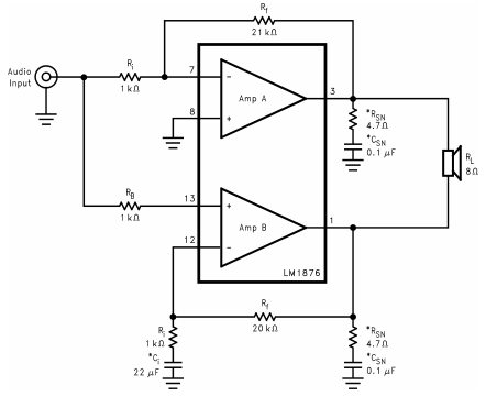 LM1876 Audio Power AMP : Pinout, Application and Datasheet