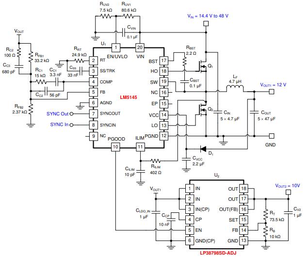 LM5145RGYR DC/DC Controller: 75-V, Datasheet, Application Circuit