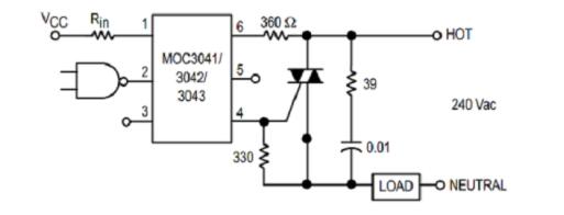 MOC3041 TRIAC Driven Optocoupler: Datasheet, Application Circuit, Pinout