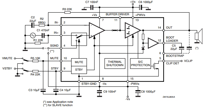 TDA7293V Audio Amplifier: Datasheet, Pinout, and Application Circuits