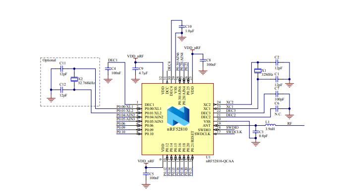 nRF52810 Multiprotocol SoC : Datasheet, Pinout, Schematic
