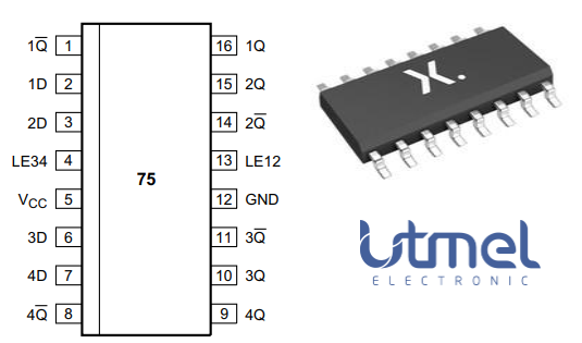 74HC75 Transparant Latch: Pinout, Equivalent and Datasheet
