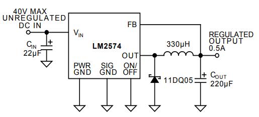 LM2574 0.5A Buck Regulator: Datasheet pdf, Pinout and Circuit