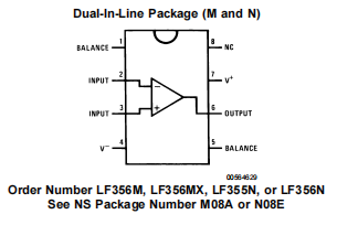 LF356 op-amp: Package, Pinout and Datasheet