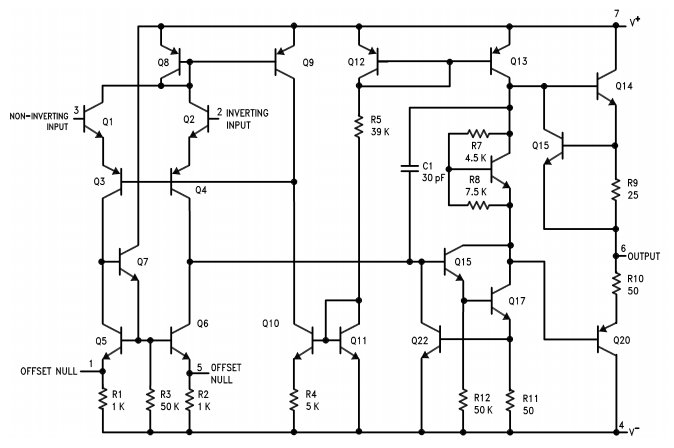 LM741CN Operational Amplifier: Pinout, Datasheet, and Typical Application